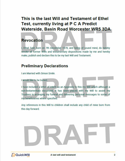 Sample Will | Sample Last Will And Testament