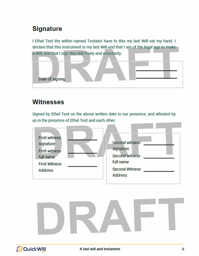 Sample Will | Sample Last Will And Testament